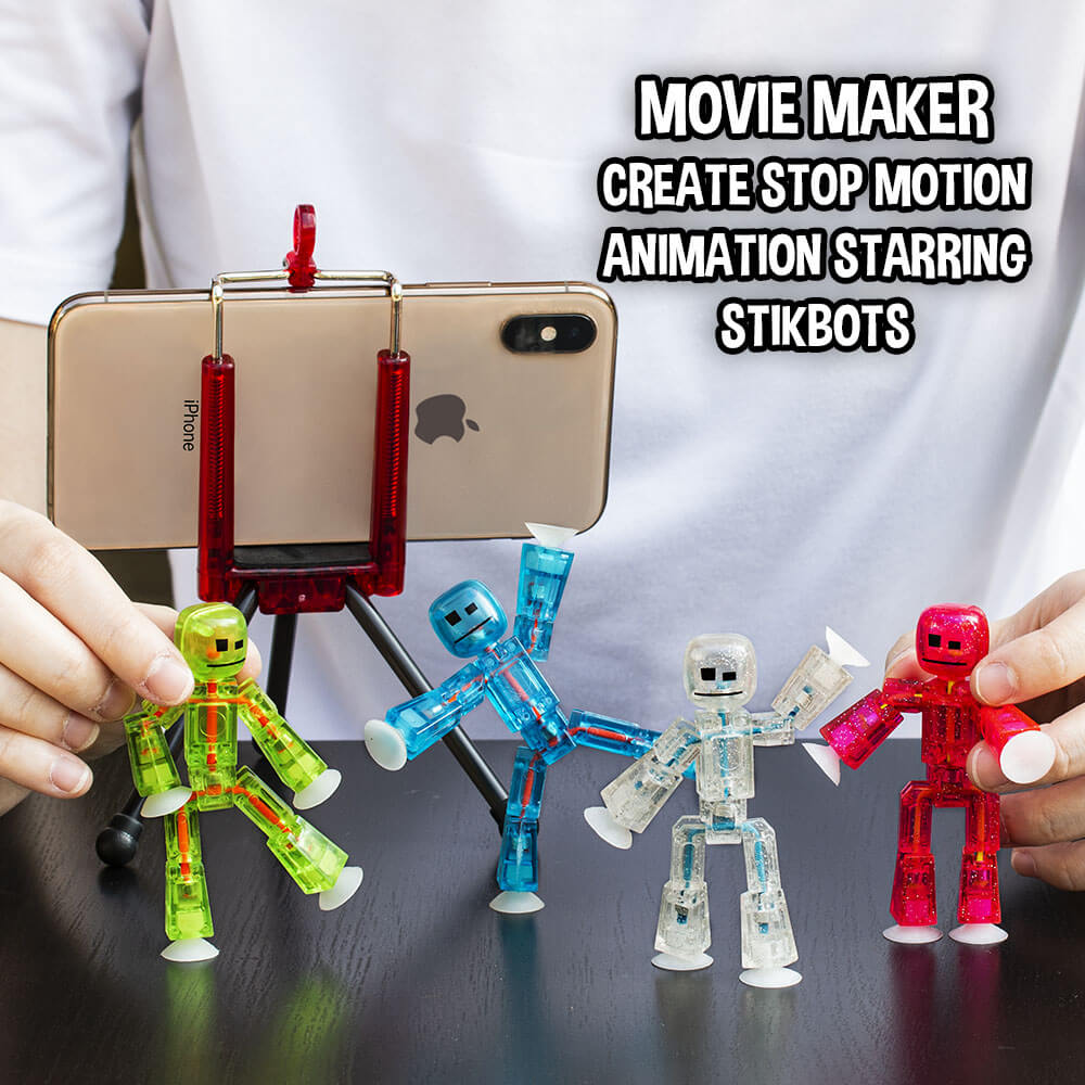 StikBot Clear 8-Pack + Tripod | Animation Starter Set